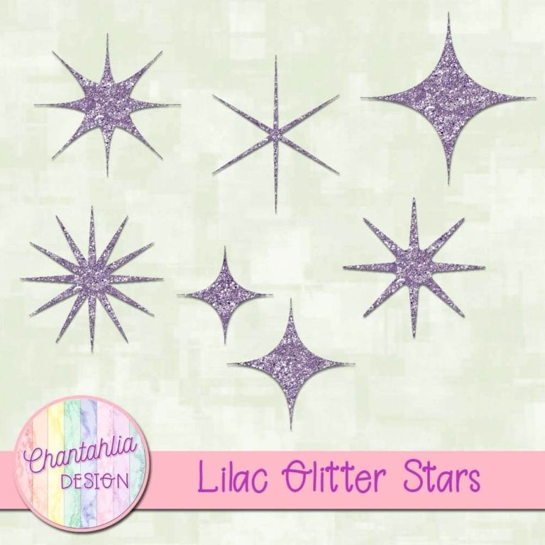 Free Glitter Stars Design Elements in Lilac