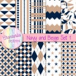 Free Navy and Beige Digital Papers with Patterned Designs