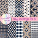 Free Navy and Beige Digital Papers with Patterned Designs