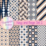 Free Navy and Beige Digital Papers with Patterned Designs