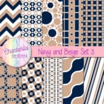 Free Navy and Beige Digital Papers with Patterned Designs
