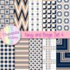 Free Navy and Beige Digital Papers with Patterned Designs