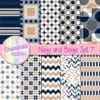 Free Navy and Beige Digital Papers with Patterned Designs