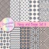 Free Navy and Beige Digital Papers with Patterned Designs