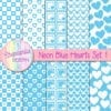 Free Digital Papers featuring Neon Blue Hearts Designs