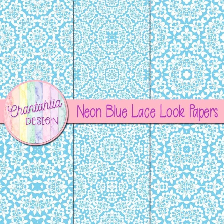 Free Digital Papers featuring Neon Blue Lace Look Designs
