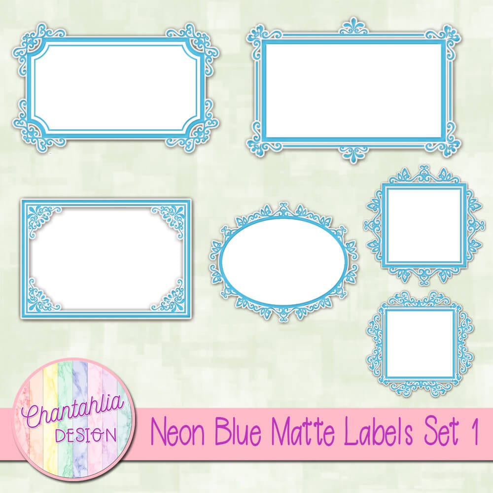 Neon Blue Matte Labels Set 1 - Chantahlia Design