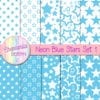 Free Digital Papers featuring Neon Blue Stars Designs