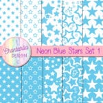 Free Digital Papers featuring Neon Blue Stars Designs