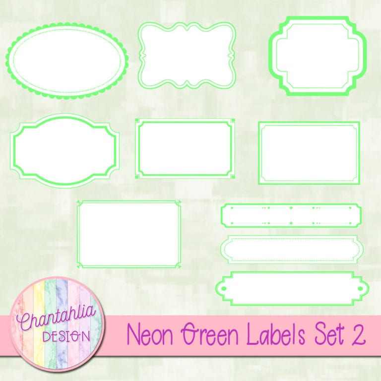 Free Labels Design Elements in Neon Green