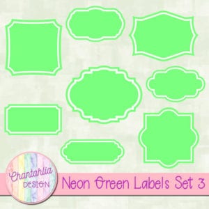 Free Labels Design Elements in Neon Green
