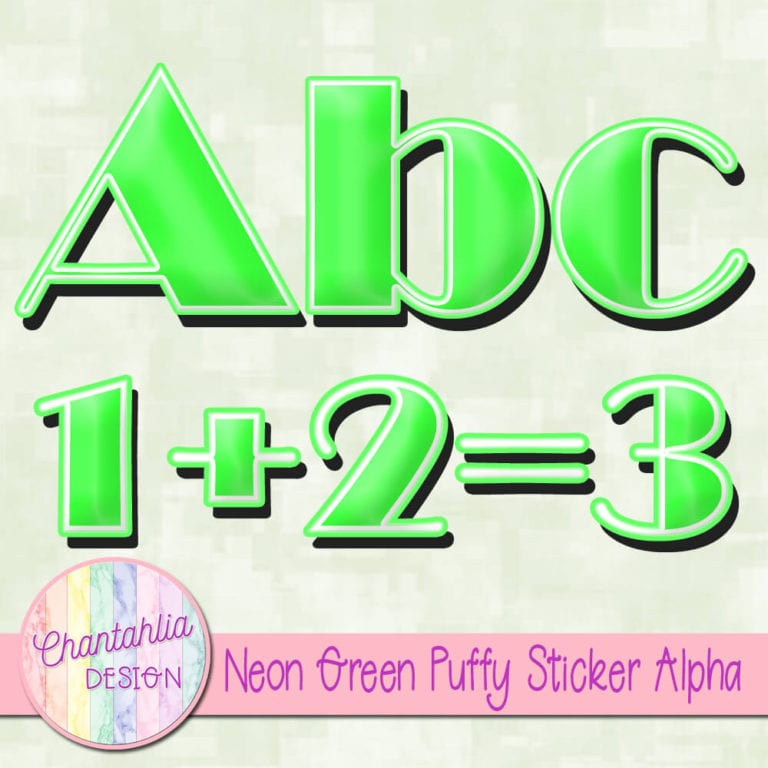 Neon Green Puffy Sticker Alpha - Chantahlia Design