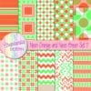 Free Neon Orange and Free Neon Green Digital Papers with Patterned Designs