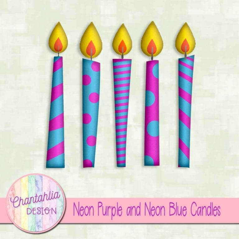 Free Sky Blue and Sea Blue Candles for Digital Scrapbooking