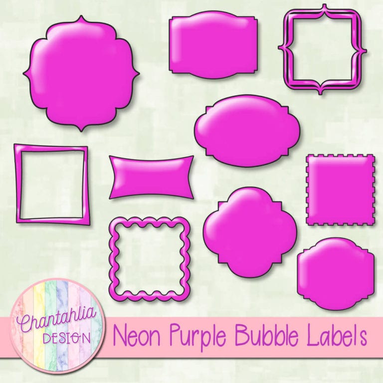 Free Bubble Labels Design Elements in Neon Purple