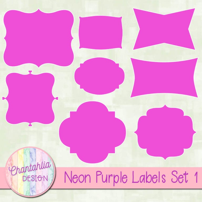 Free Labels Design Elements in Neon Purple