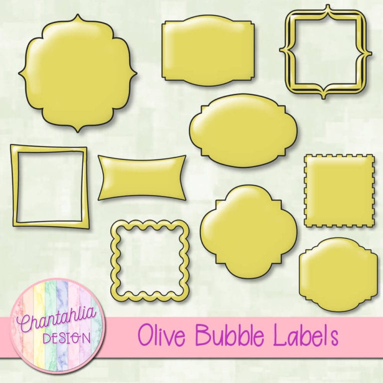 Free Bubble Labels Design Elements in Olive