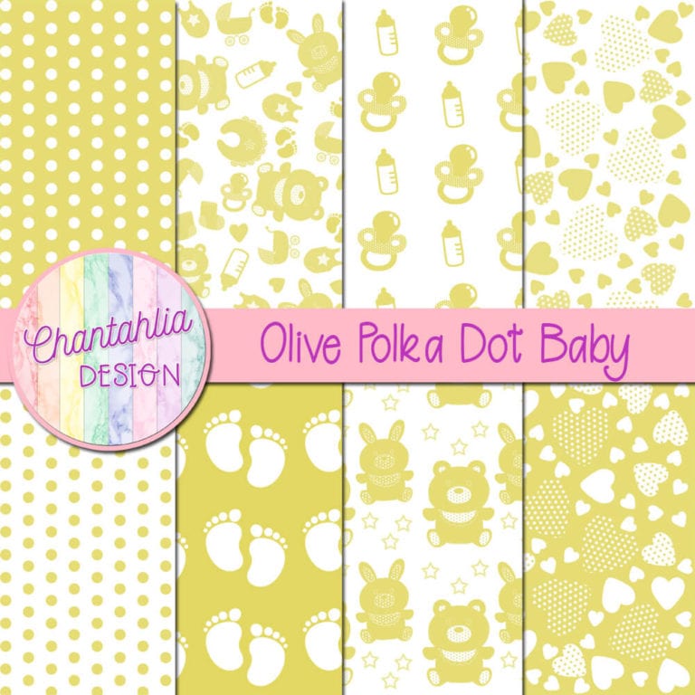 Free Digital Papers featuring Olive Polka Dot Baby Designs