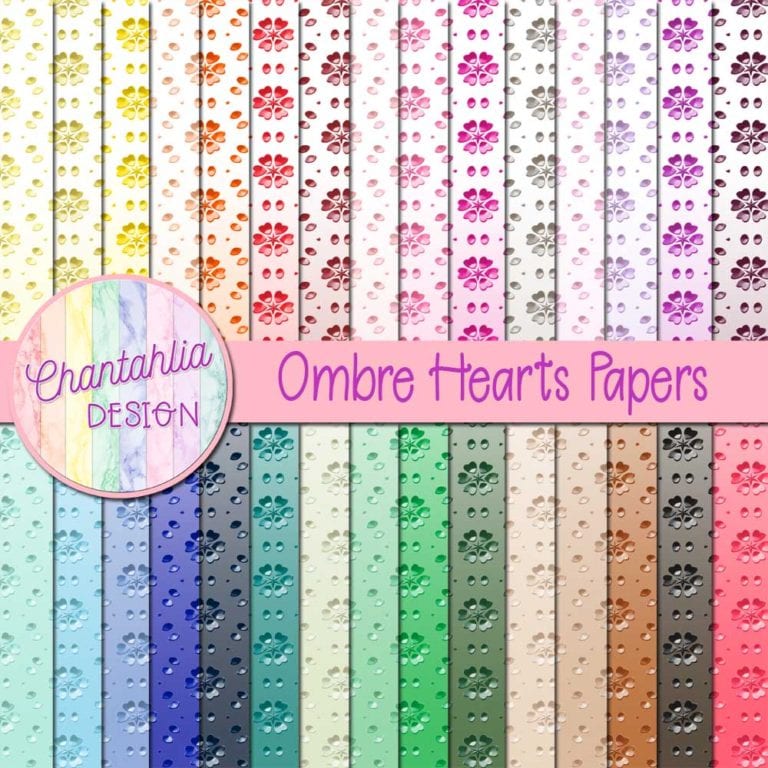 Ombre Hearts Papers - Chantahlia Design
