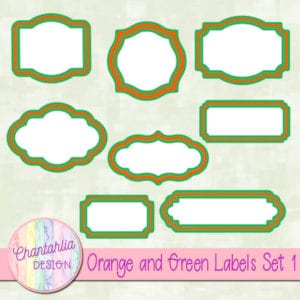 Free Orange and Green Labels for Digital Scrapbooking