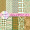 Free Orange and Green Digital Papers with Patterned Designs