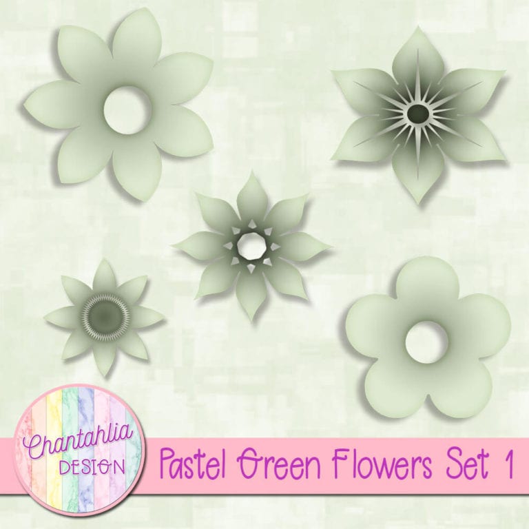 Free Flowers Design Elements in Pastel Green