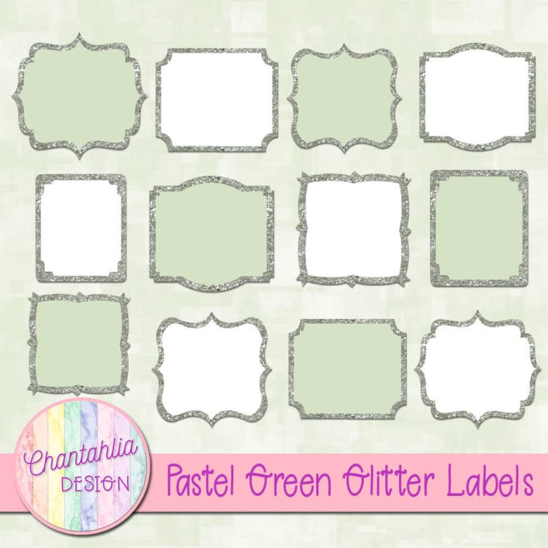 Free Glitter Labels Design Elements in Pastel Green