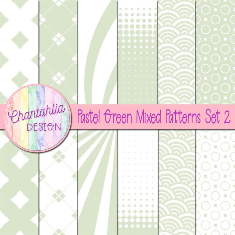 Free Digital Papers featuring Mixed Patterns in Pastel Green