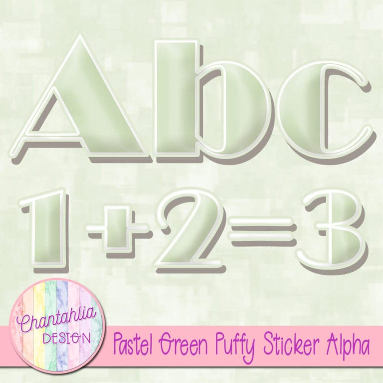 Pastel Green Puffy Sticker Alpha - Chantahlia Design