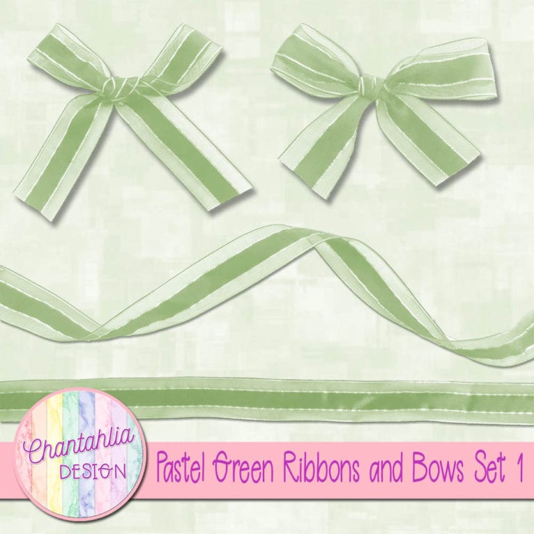 Free Ribbons and Bows Design Elements in Pastel Green