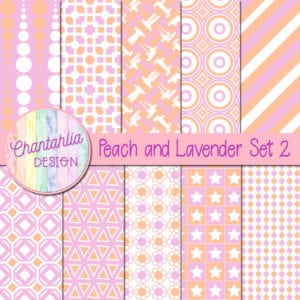 Free Peach and Lavender Digital Papers with Patterned Designs