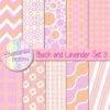 Free Peach and Lavender Digital Papers with Patterned Designs