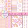 Free Peach and Lavender Digital Papers with Patterned Designs