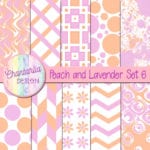 Free Peach and Lavender Digital Papers with Patterned Designs