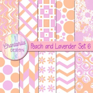 Free Peach and Lavender Digital Papers with Patterned Designs