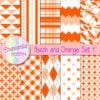 Free Peach and Orange Digital Papers with Patterned Designs