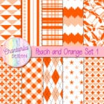Free Peach and Orange Digital Papers with Patterned Designs