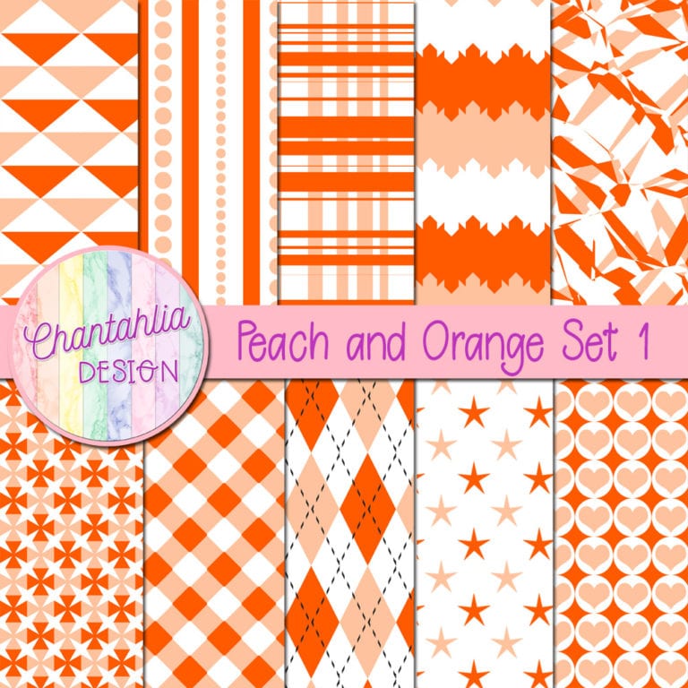 Free Peach and Orange Digital Papers with Patterned Designs