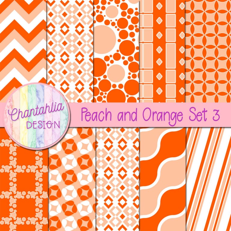 Free Peach and Orange Digital Papers with Patterned Designs