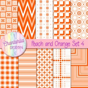 Free Peach and Orange Digital Papers with Patterned Designs