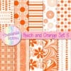 Free Peach and Orange Digital Papers with Patterned Designs