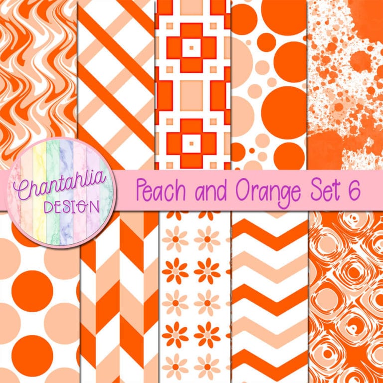 Free Peach and Orange Digital Papers with Patterned Designs