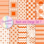 Free Peach and Orange Digital Papers with Patterned Designs