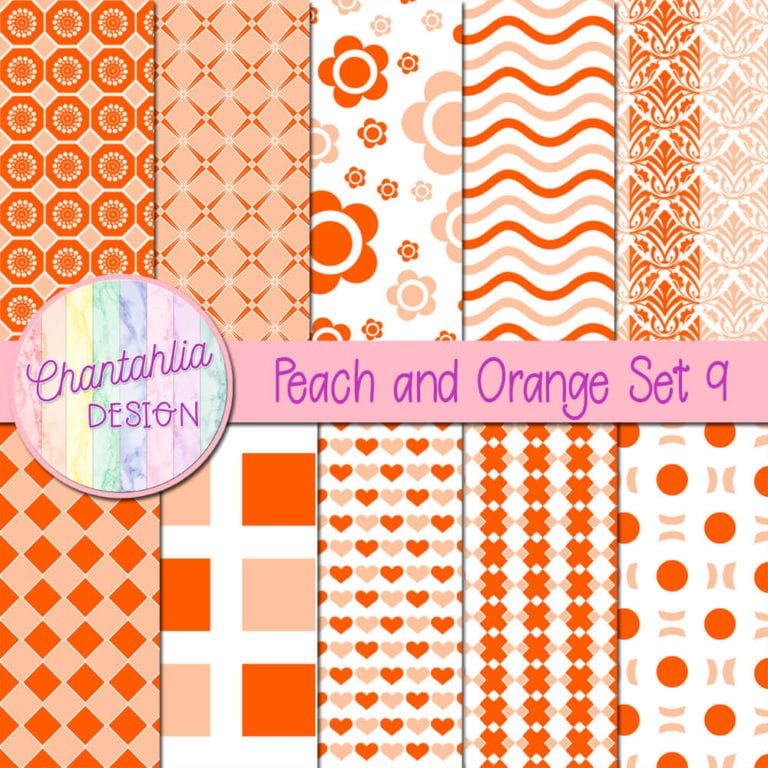 Free Peach and Orange Digital Papers with Patterned Designs