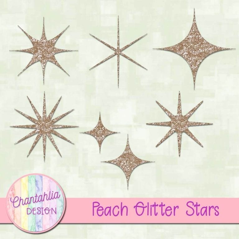 Free Glitter Stars Design Elements in Peach