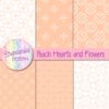 Free Digital Papers featuring Peach Hearts and Flowers Designs