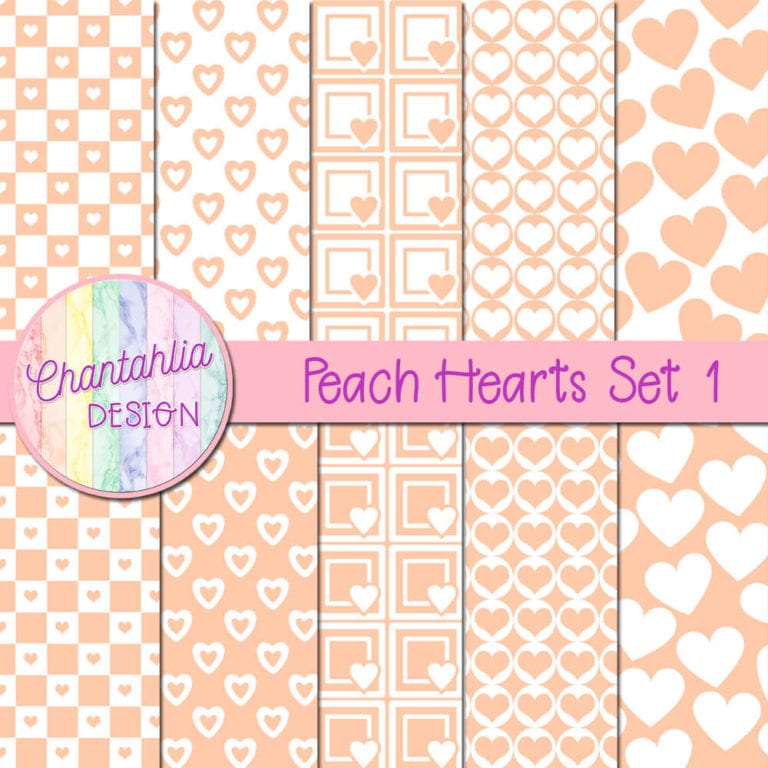 Free Digital Papers featuring Peach Hearts Designs