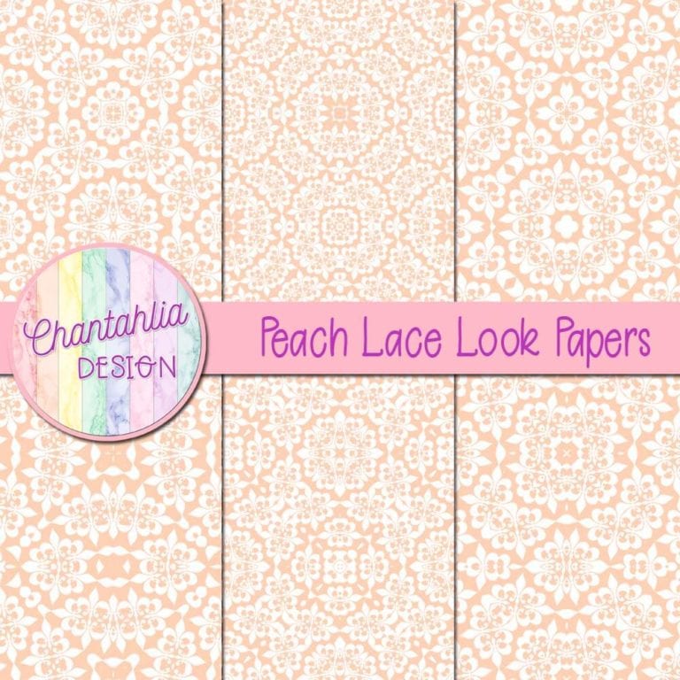 Free Digital Papers featuring Peach Lace Look Designs