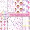 Free Pink and Lilac Digital Papers with Birthday Designs