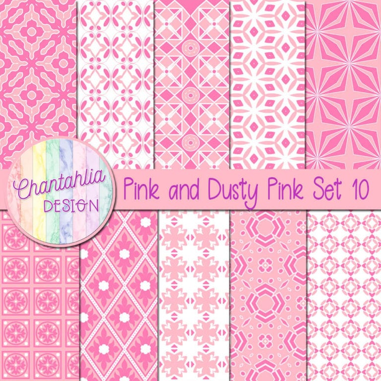 Free Pink and Dusty Free Pink Digital Papers with Patterned Designs